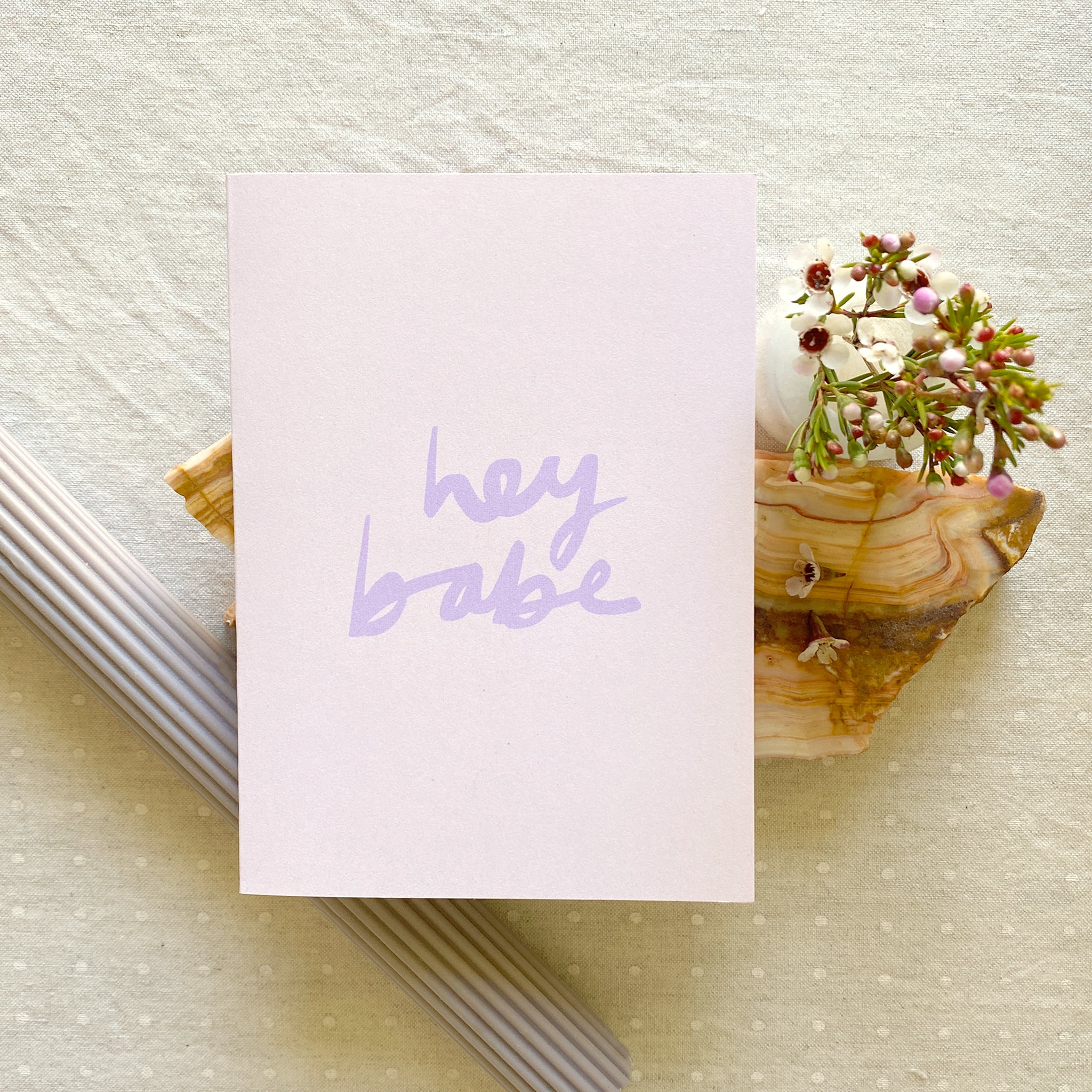 'Hey Babe' Greeting Card - Lilac – blossomchildrensstore