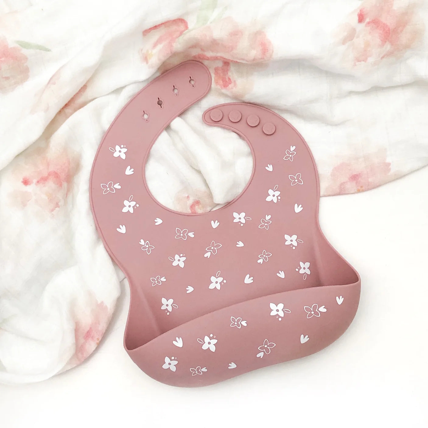 Silicone Catch Bib - Floral Rose – blossomchildrensstore