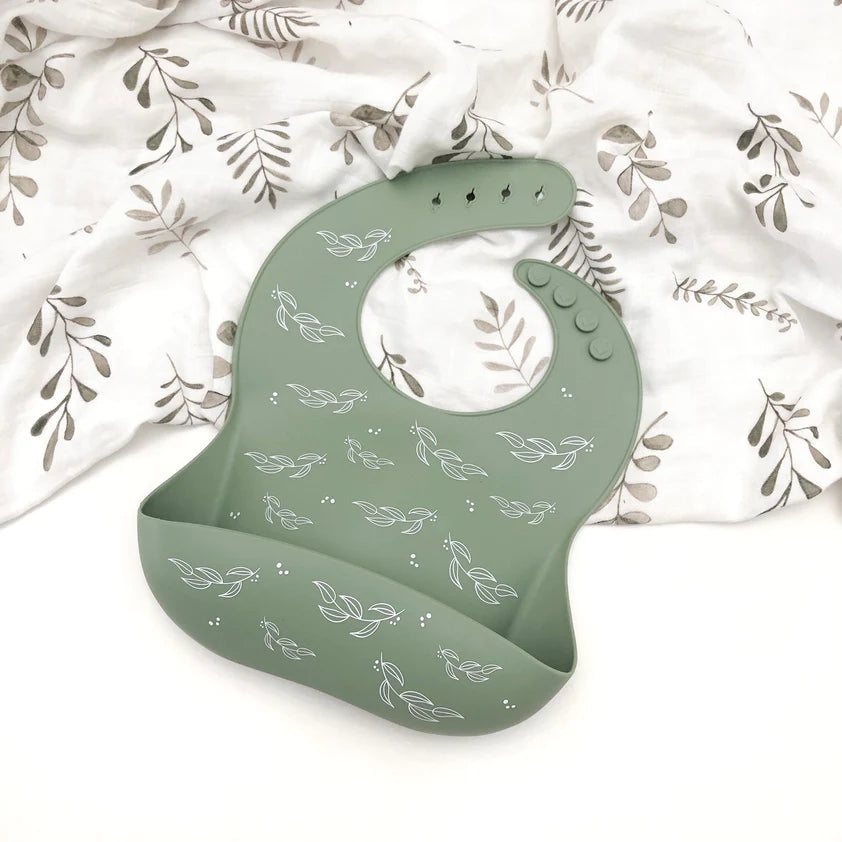 Silicone Catch Bib - Sage Foliage – blossomchildrensstore