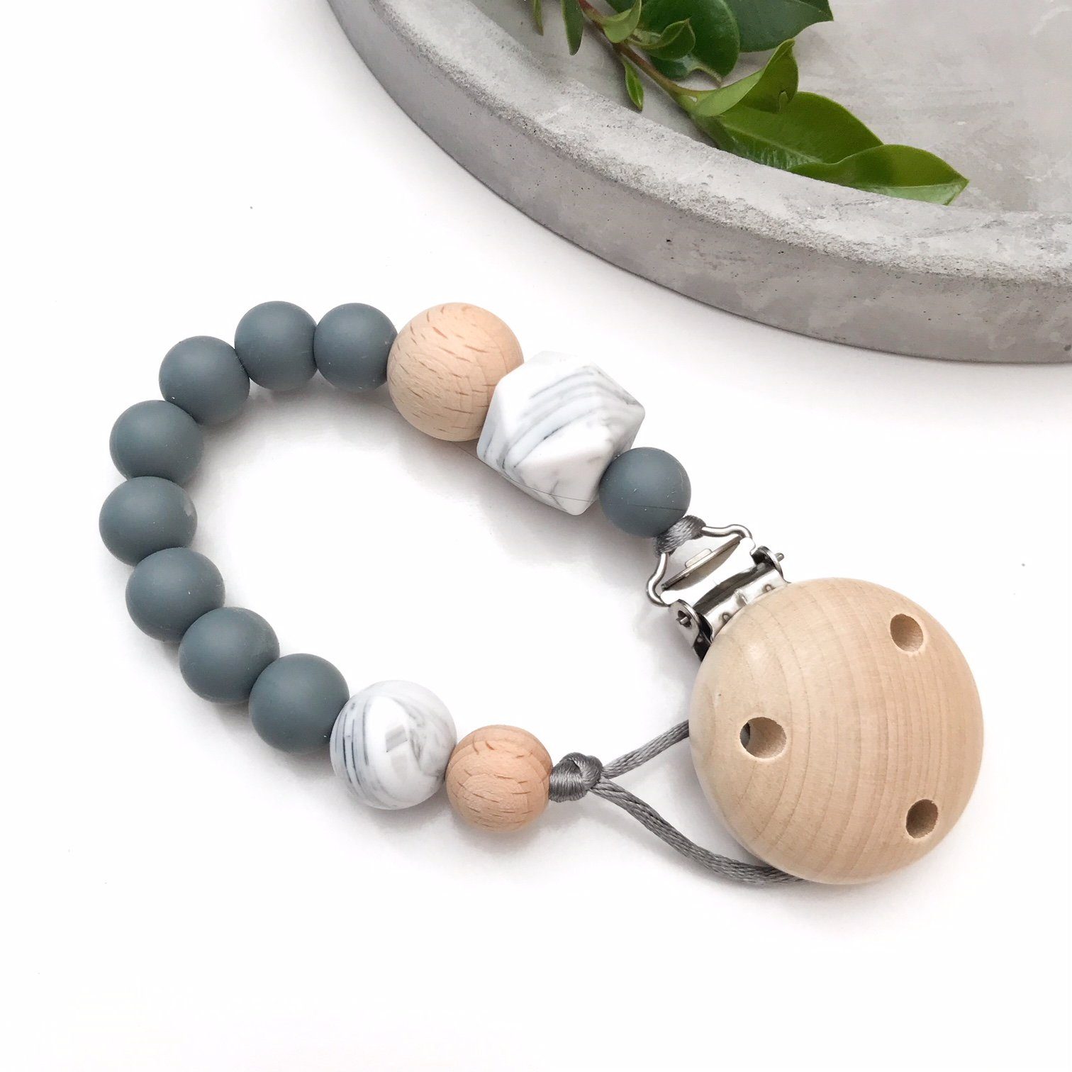 Silicone Dummy Holder - Grey Marble Accent – blossomchildrensstore