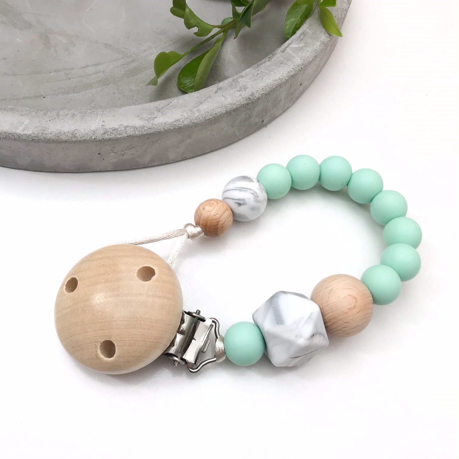 Silicone Dummy Holder - Mint Marble Accent – blossomchildrensstore